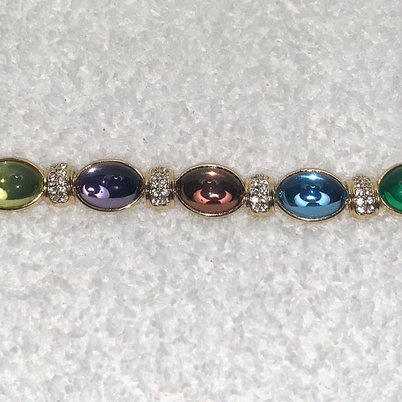Jewelry | Vintage 9s Multi Color Gold Tone Bracelet | Poshmark